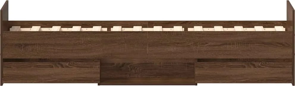 Rám postele s hlavovým a nožním čelem hnědý dub 100 x 200 cm 3203802
