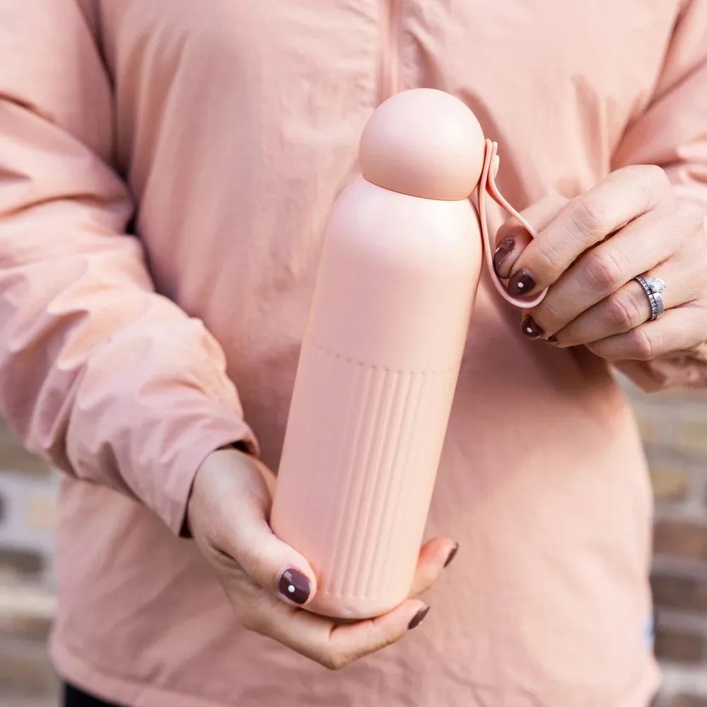 Růžová termoláhev s brčkem z nerezové oceli 500 ml Tekla – Sagaform