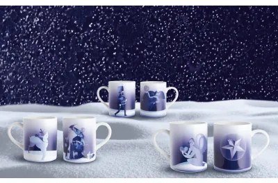 Porcelánový hrnek Blue Christmas jelen Alessi