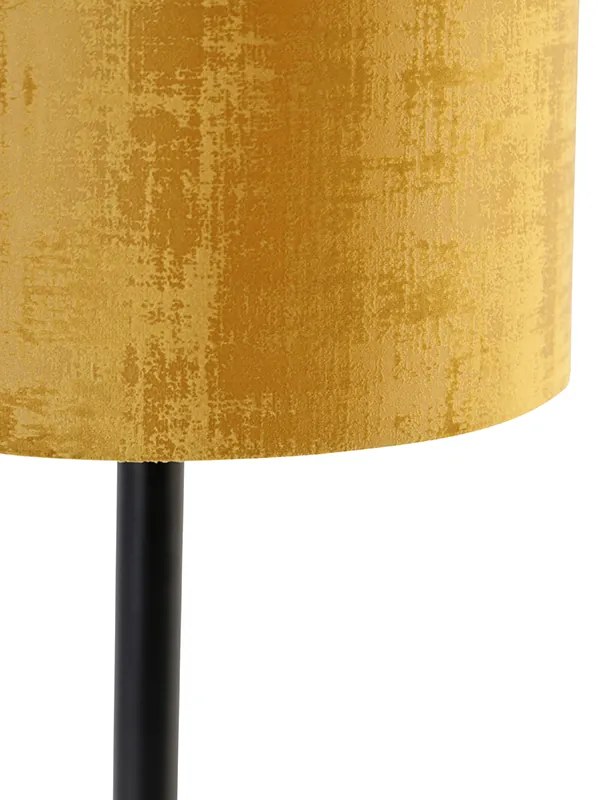 Moderní stolní lampa černá se stínidlem zlatá 25 cm - Simplo