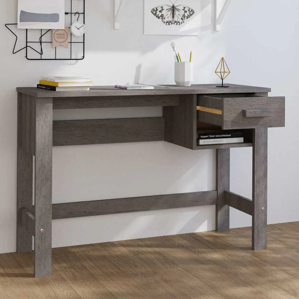 Psací stůl HAMAR světle šedý 110 x 40 x 75 cm masivní borovice 340459