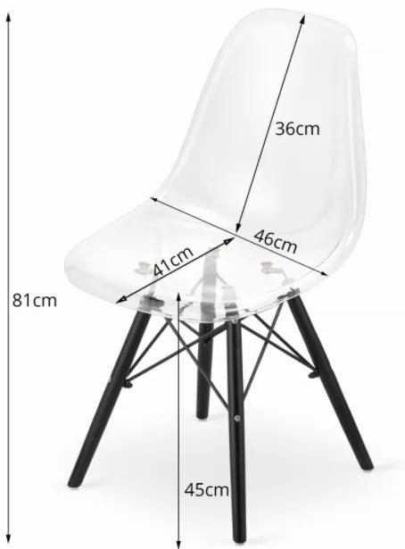 Jídelní židle BASIC průhledné s černými nohami 4 ks