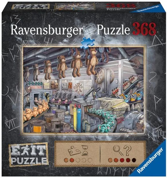 Puzzle ravensburger 164844 exit puzzle: v továrně na hračky 368 dílků