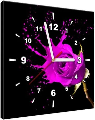 Tištěný obraz s hodinami Šplouch fialová růže 30x30cm ZP1217A_1AI
