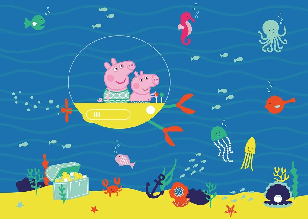 Dětská vliesová fototapeta na zed' Prasátko Peppa Podvodní Dobrodružství | 155 x 110 cm | DFTDNM5299