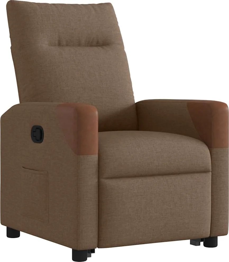 Zvedací polohovací křeslo hnědé textil 3324009