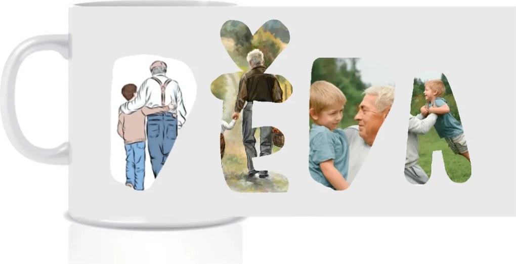 Personalizovaný klasický bílý keramický hrníček 300 ml - Máma/táta/babi/děda z fotek