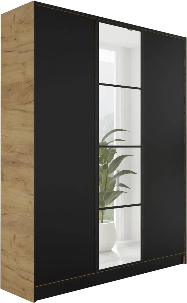 Šatní skříň s otevíracími dveřmi EDEN v4 3D Craft Dąb & černý