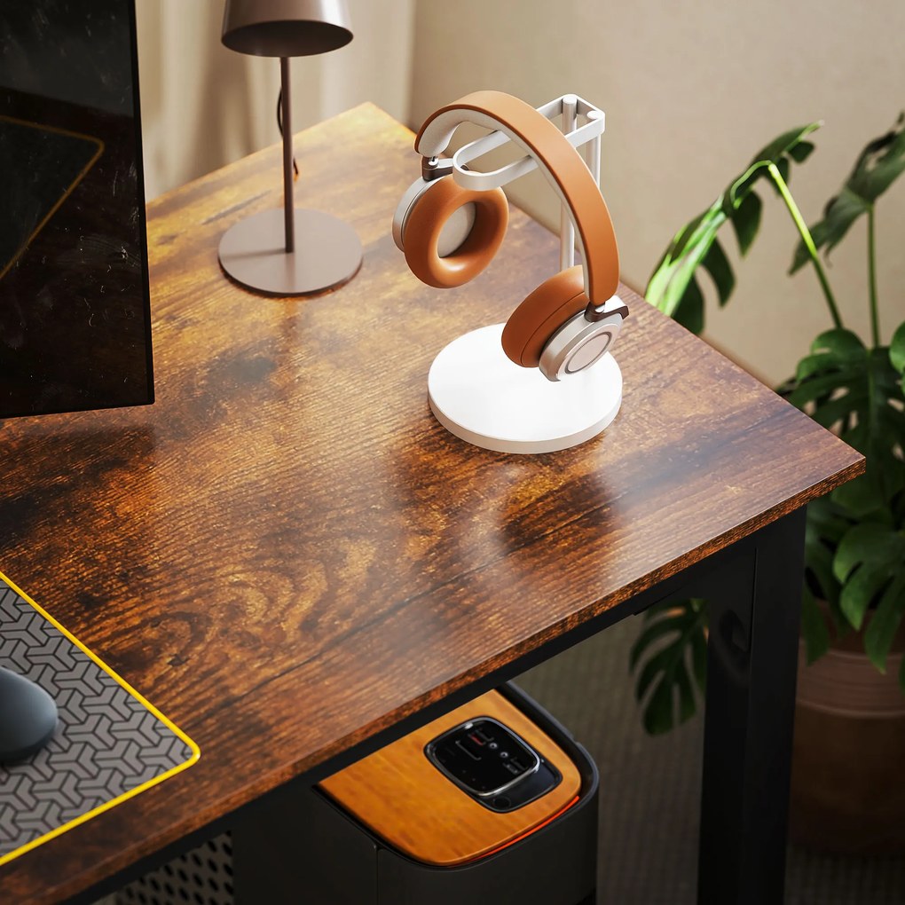 HOMCOM Stůl, počítačový stůl, rustikální design, spousta místa, dřevotříska, hnědá