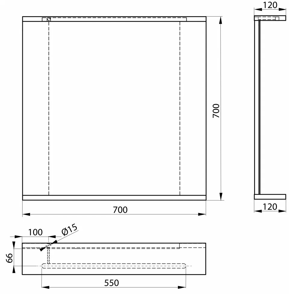 Aqualine KORIN STRIP zrcadlo s LED osvětlením 70x70x12cm KO380S