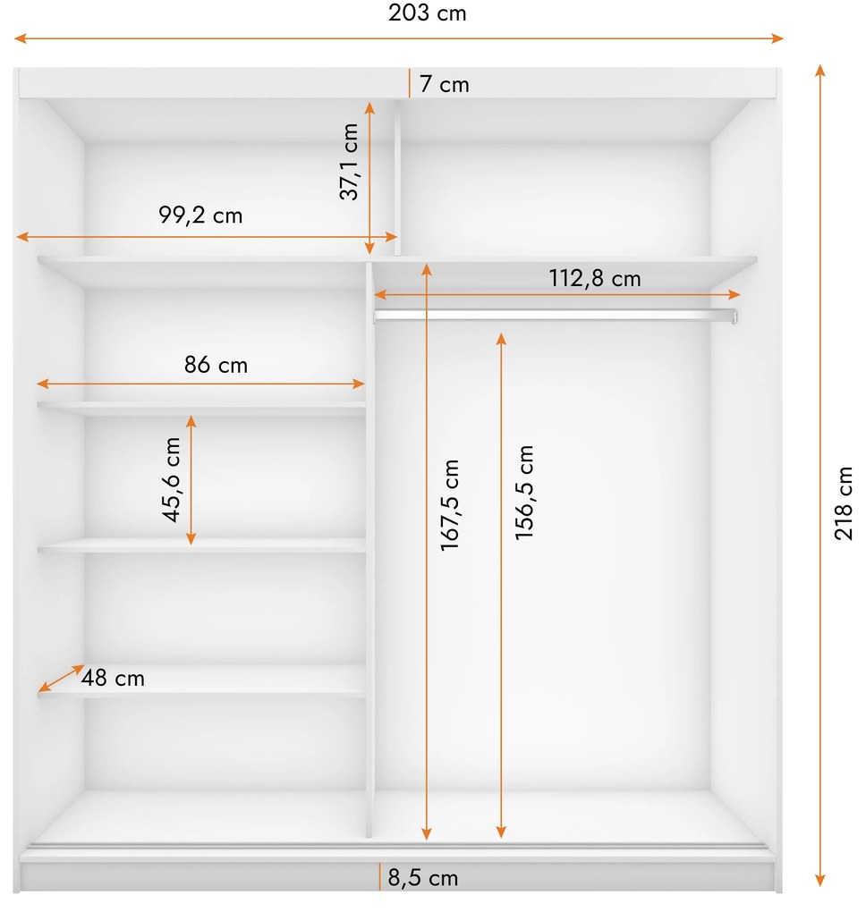 Idzczak meble Skříň Multi 42 203 cm Barva: Bílá