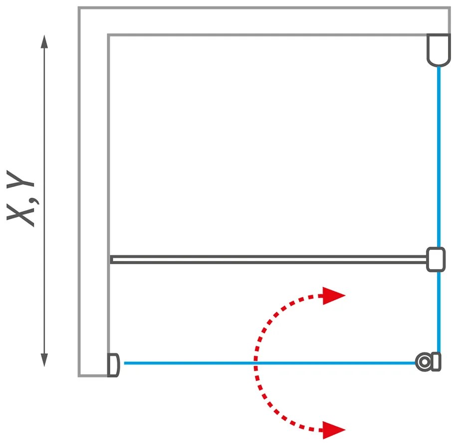 Otevírací sprchové dveře v kombinaci s pevnou stěnou TCB+TCN2, TCB+TCN1 Transparent Stříbro TCB/900+TCN2/1000 1000 900 TCB/900_TCN2/1000_st_tr