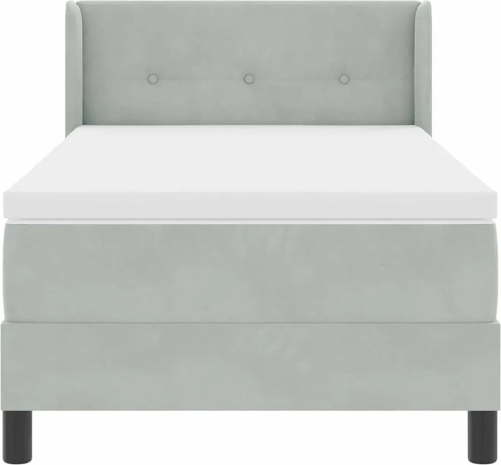 Postel s boxspringem s čelo Světle šedá 190 x 90 cm samet 3341444