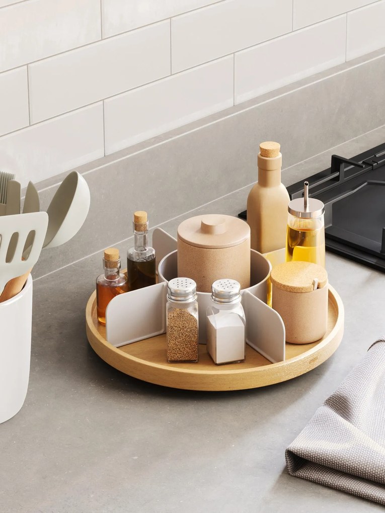 Umbra, Dřevěný koupelnový organizér Bellwood Lazy Susan | bílá-přírodní