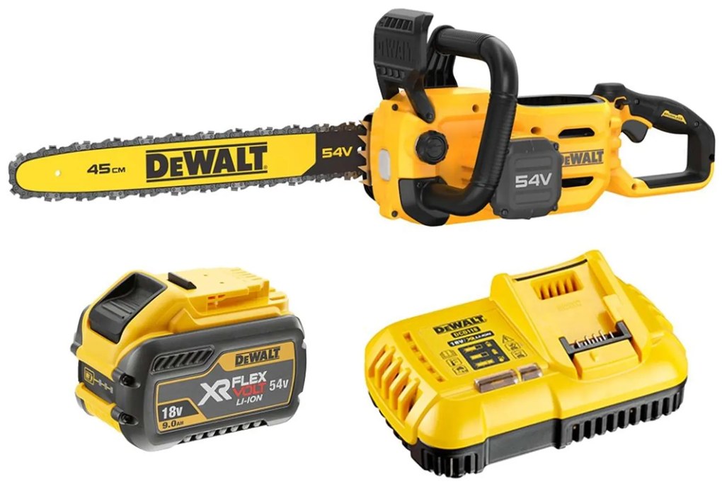 DeWALT - 54V AKU řetězová pila 45 cm, 1x aku 9,0 Ah FLEXVOLT, nabíječka DCMCS574X1