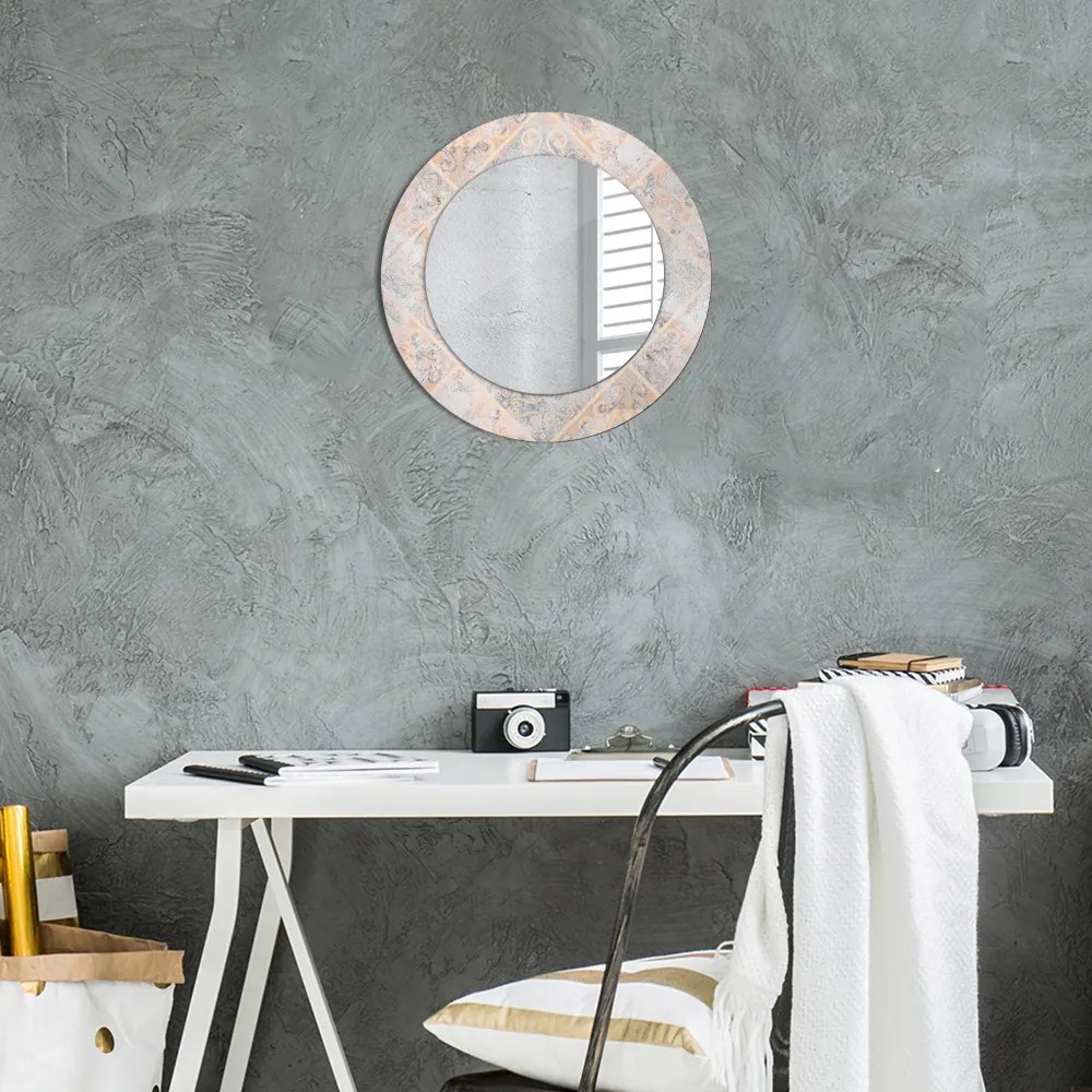 Kulaté dekorativní zrcadlo Shabby mozaika fi 50 cm