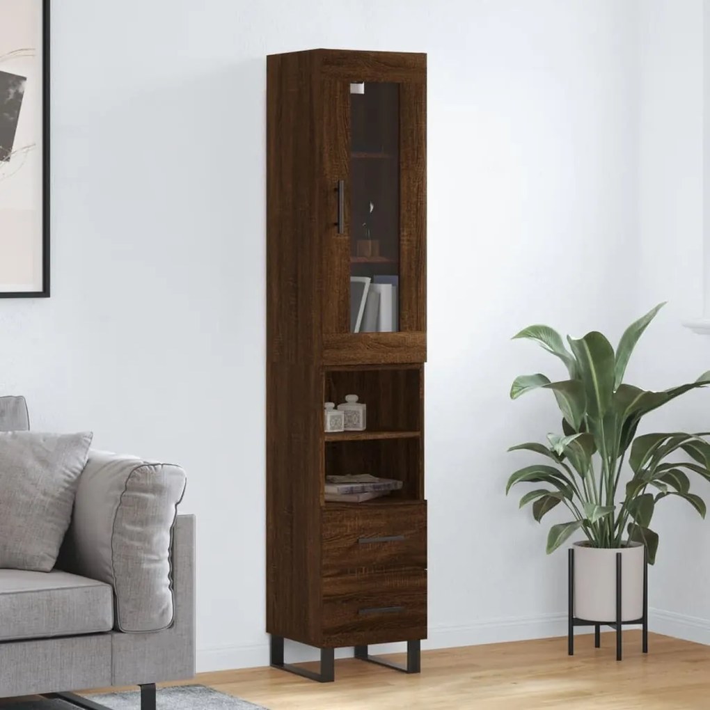 vidaXL Skříň highboard 34,5 x 34 x 180 cm kompozitní dřevo [3199321] Barva: kouřový dub