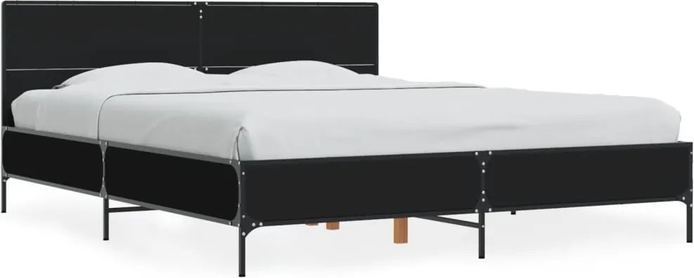 Rám postele černý 150 x 200 cm kompozitní dřevo a kov 3280002