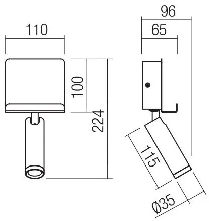 Redo 01-3084 - LED Nástěnné bodové svítidlo PANEL LED/3,5W/230V USB černá