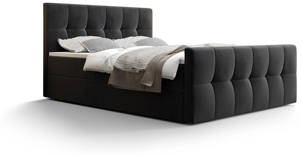 Manželská postel Boxspring 160 cm Macheta Comfort (černá) (s matrací a úložným prostorem). 1056145