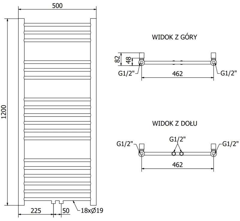 Mexen Yodo koupelnový radiátor 1200 x 500 mm, 389 W, Černá - W113-1200-500-00-70