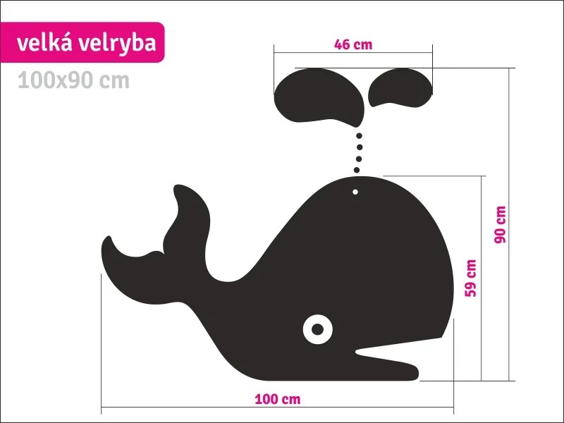 WALLVINIL Samolepky na zeď - Velryba nalepovací tabule Velikost: Velká 100x90 cm