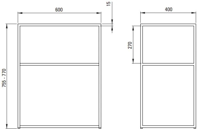 Deante Correo ocelová konstrukce pro umyvadlo 60x40