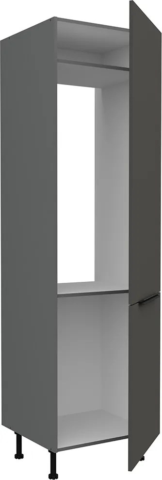 ARIA pi | vysoká skříňka 60 LO-215 2F na vestavnou lednici | 60 cm | ANTI FINGERPRINT povrch | antracit/šedá grafit