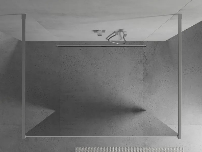 Mexen Kioto, průchozí sprchová zástěna 120 x 200 cm, 8mm sklo vzor zrcadlo, 2x chromová stabilizační rozpěra, 800-120-002-01-50