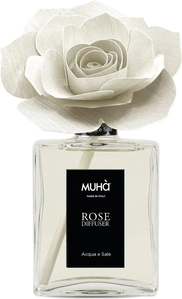 Muhà Rose difuzér s dřevěnou růží Acqua e Sale, 200 ml