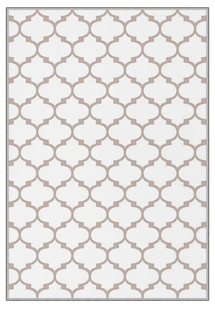 Conceptum Hypnose Kusový koberec WOOKECE304, Bílá, Béžová, 180 x 280 cm