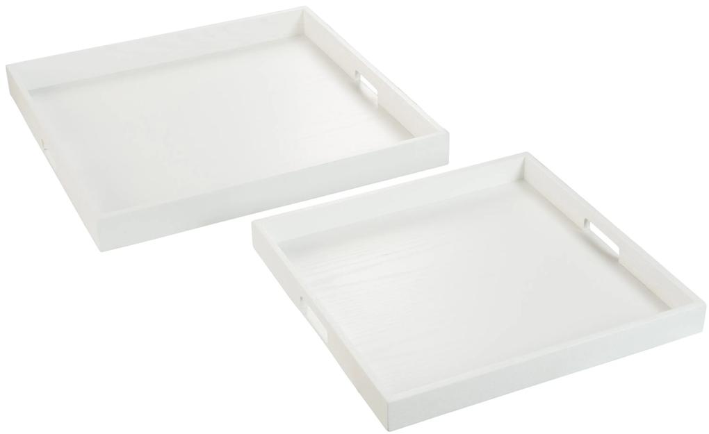 Bílé dřevěné servírovací tácy s otvory ( 2 ks ) - 50*50*5 cm