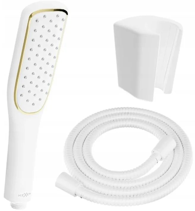 Mexen příslušenství - 1-bodový ruční sprchový set R-49, bílá/zlatá, 785496052-25