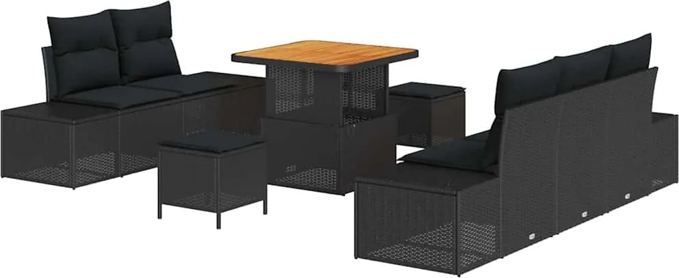 Sada zahradních pohovek 8 ks Černá polyratan 3362724