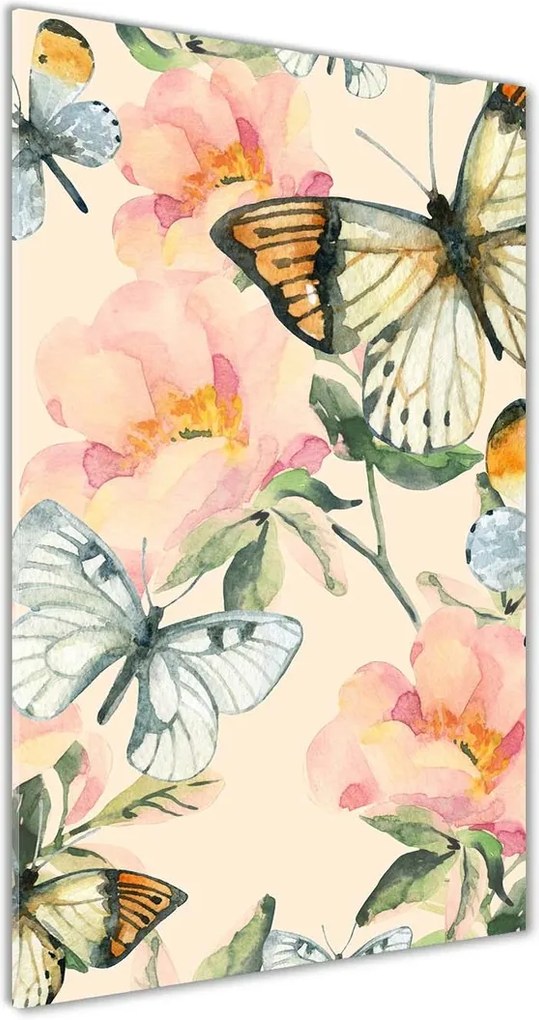 Foto obraz na plátně Růže a motýli