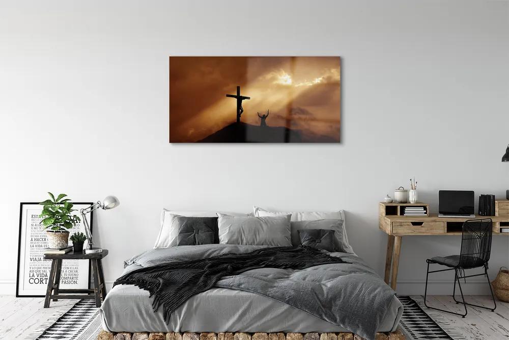 akrylový obraz Jesus Cross Light 125x50 cm