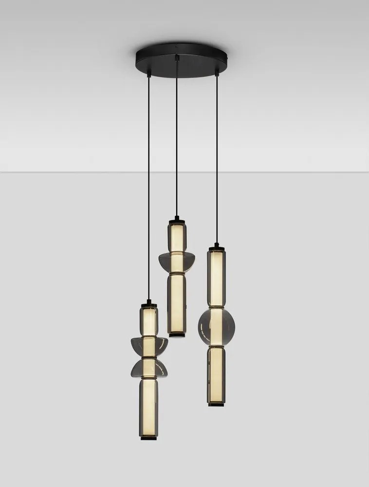 Šedé skleněné LED stmívatelné závěsné svítidlo ø 38 cm Ulon – Nova Luce