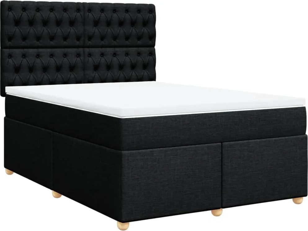 Box spring postel s matrací černá 140x200 cm textil 3291312