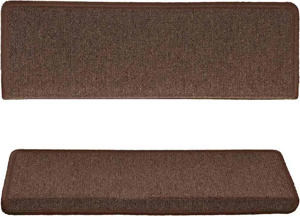 Schodové rohože 15 ks 65 x 21 x 4 cm hnědé s obdélníkovým okrajem 134571