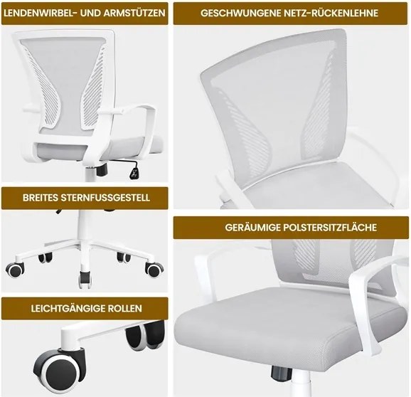Kancelářská židle Yaheetech – světle šedá (267709041205)