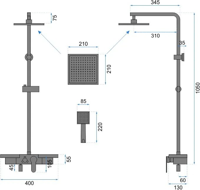 Black Edition Bravo sprchový set s baterií