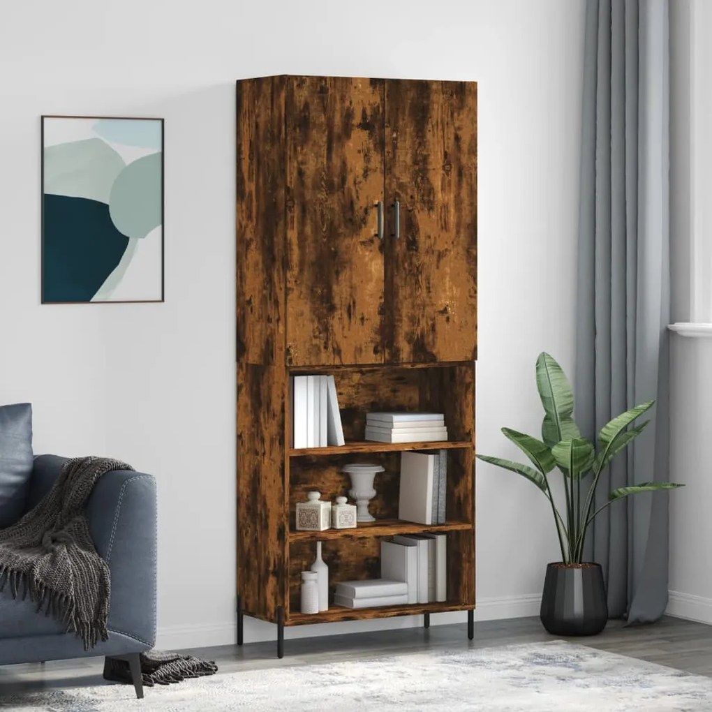 Skříň highboard kouřový dub 69,5 x 34 x 180 cm kompozitní dřevo,  3196080