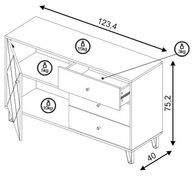 Komoda SULA dub artisan/bílá