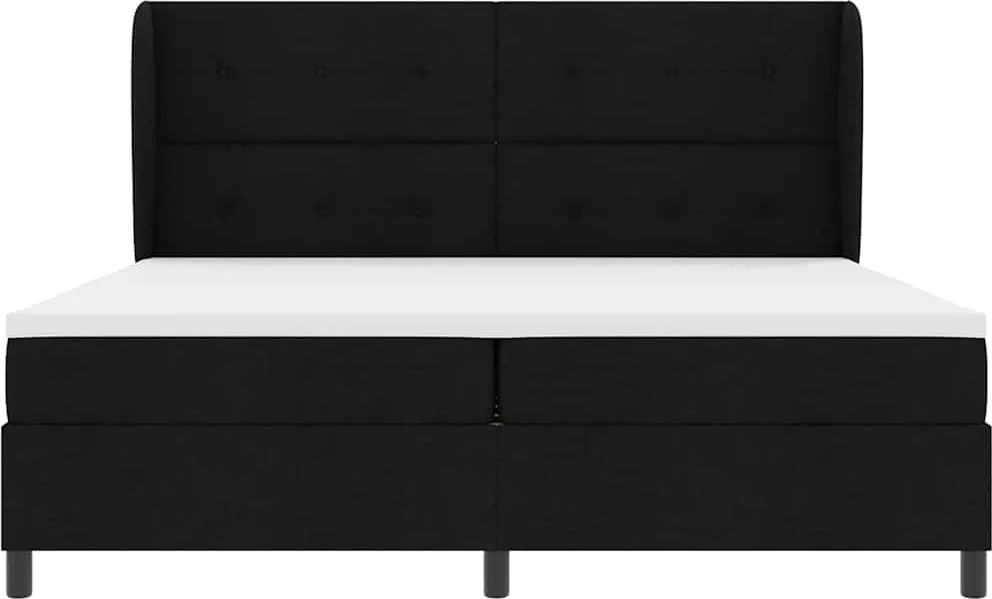 Postel s boxspringem s čelo Černá 200 x 200 cm textil 3340587