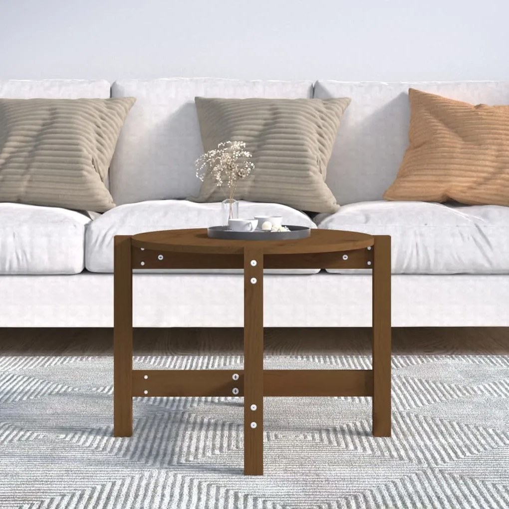 Konferenční stolek medově hnědý Ø 62,5 x 45 cm masivní borovice - Default Title