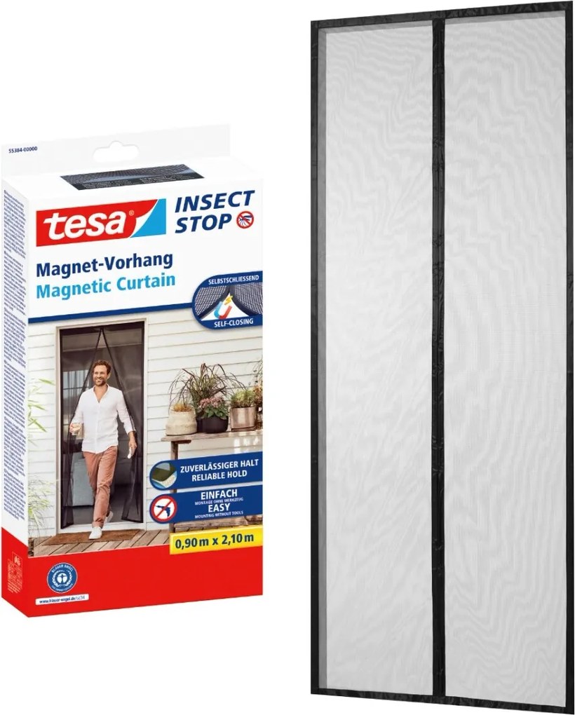 tesa Magnetická síť do dveří Insect Stop antracitová 0,9 x 2,1 m