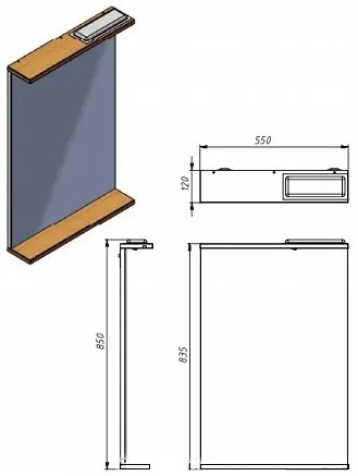Lavedo Broadway Black 55 koupelnové zrcadlo s poličkou a LED osvětlením