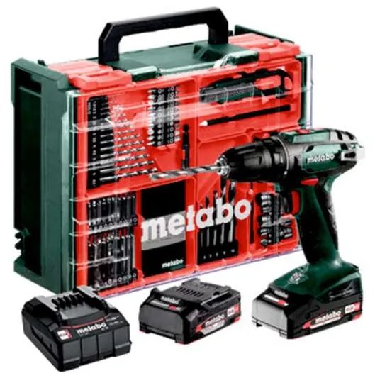 Metabo - 18V AKU vrtací šroubovák BS 18 Set, s příslušenstvím, 2x aku 2,0 Ah Li-Power, nabíječka 602207710