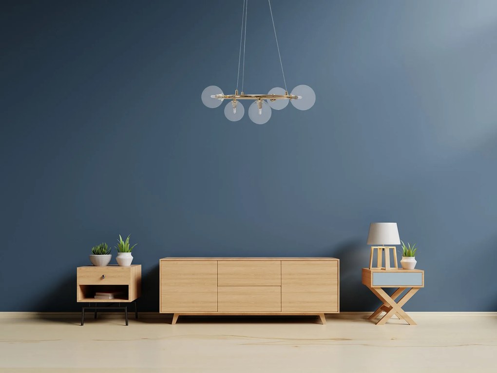 Toolight, stropní svítidlo skleněné koule 5xG9 APP1158-6CP, zlatá, OSW-04690