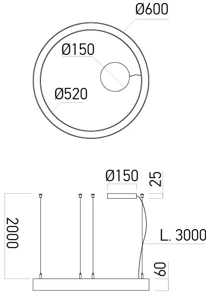 Arelux AM01NW SGD Xambit, zlaté závěsné kruhové svítidlo, 38W LED 4000K, prům. 60cm